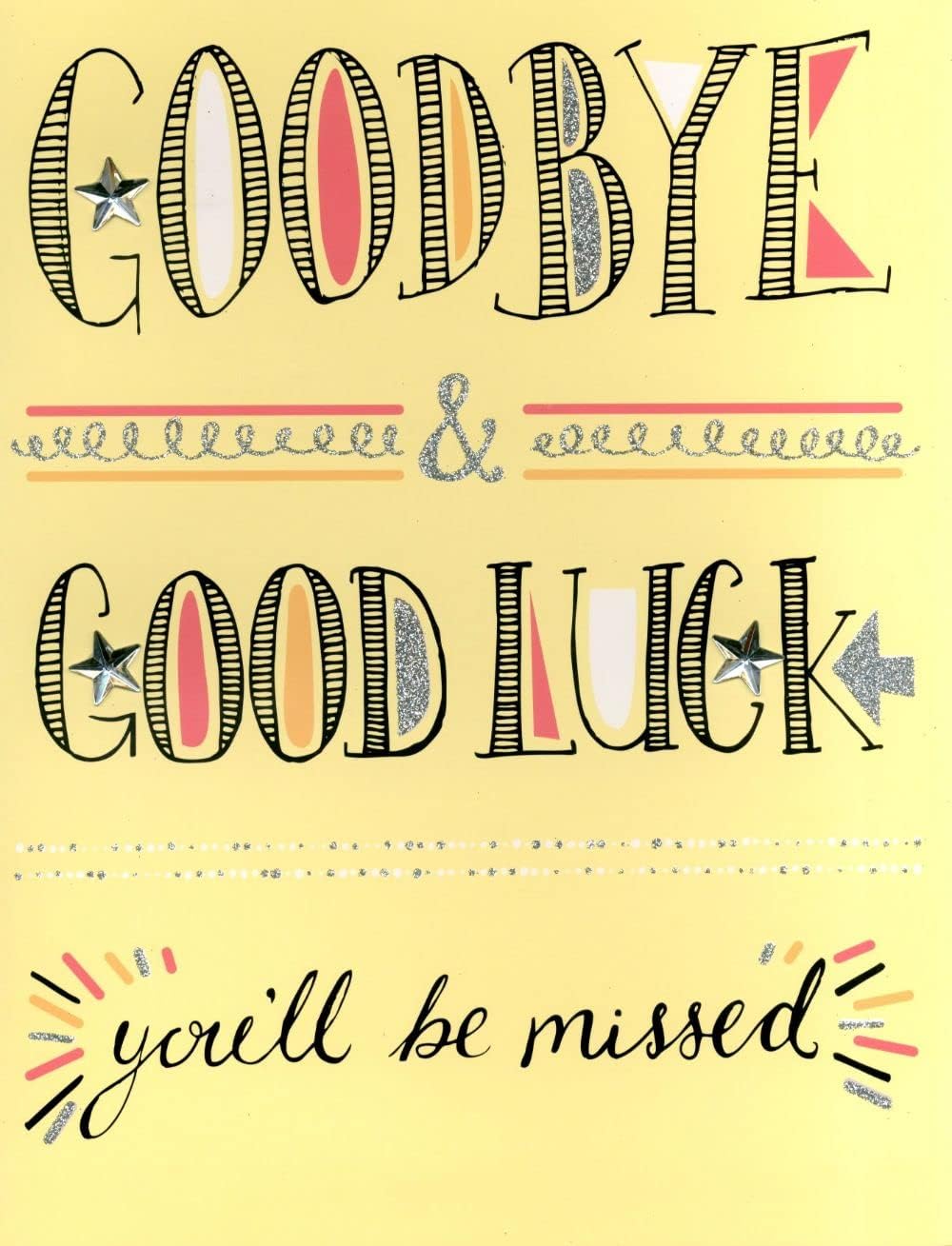 Goodbye & Good Luck Glitter Gigantic A4 Embellished Greeting Card Large ...