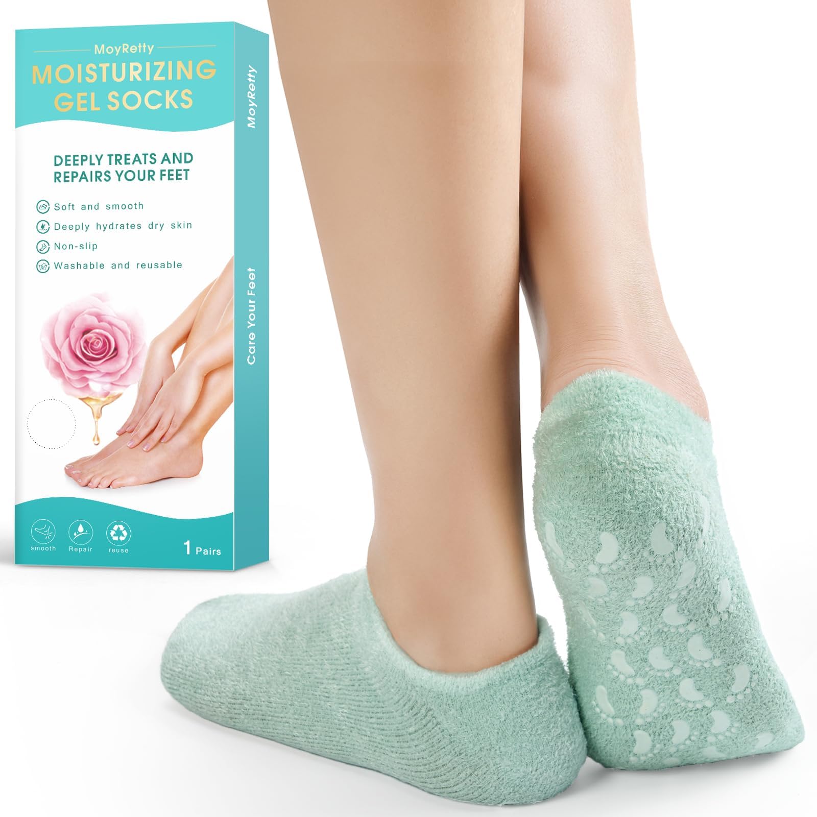 Amazon.com : 2Pairs Moisturizing Socks - Silicone Socks for Dry Cracked ...