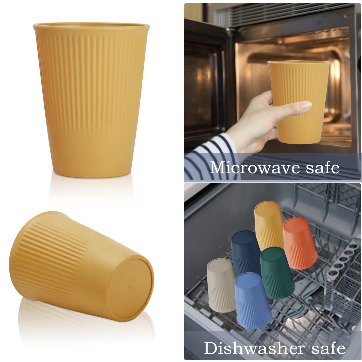 Snapklik.com : Homienly Drinking Cups Stackable Wheat Straw Cups 6 PCS ...