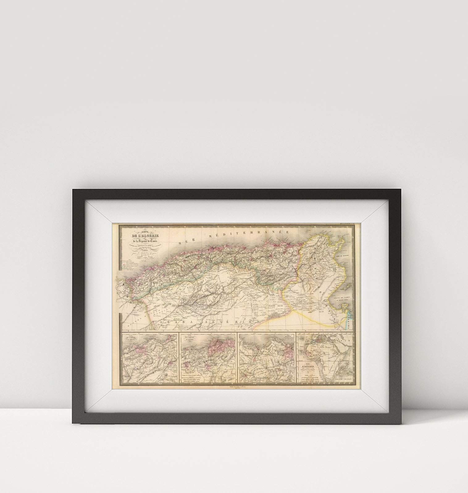 1850 Map Of Algeria Lalgerie Tunis Title Carte De Lalgerie | Desertcart ...