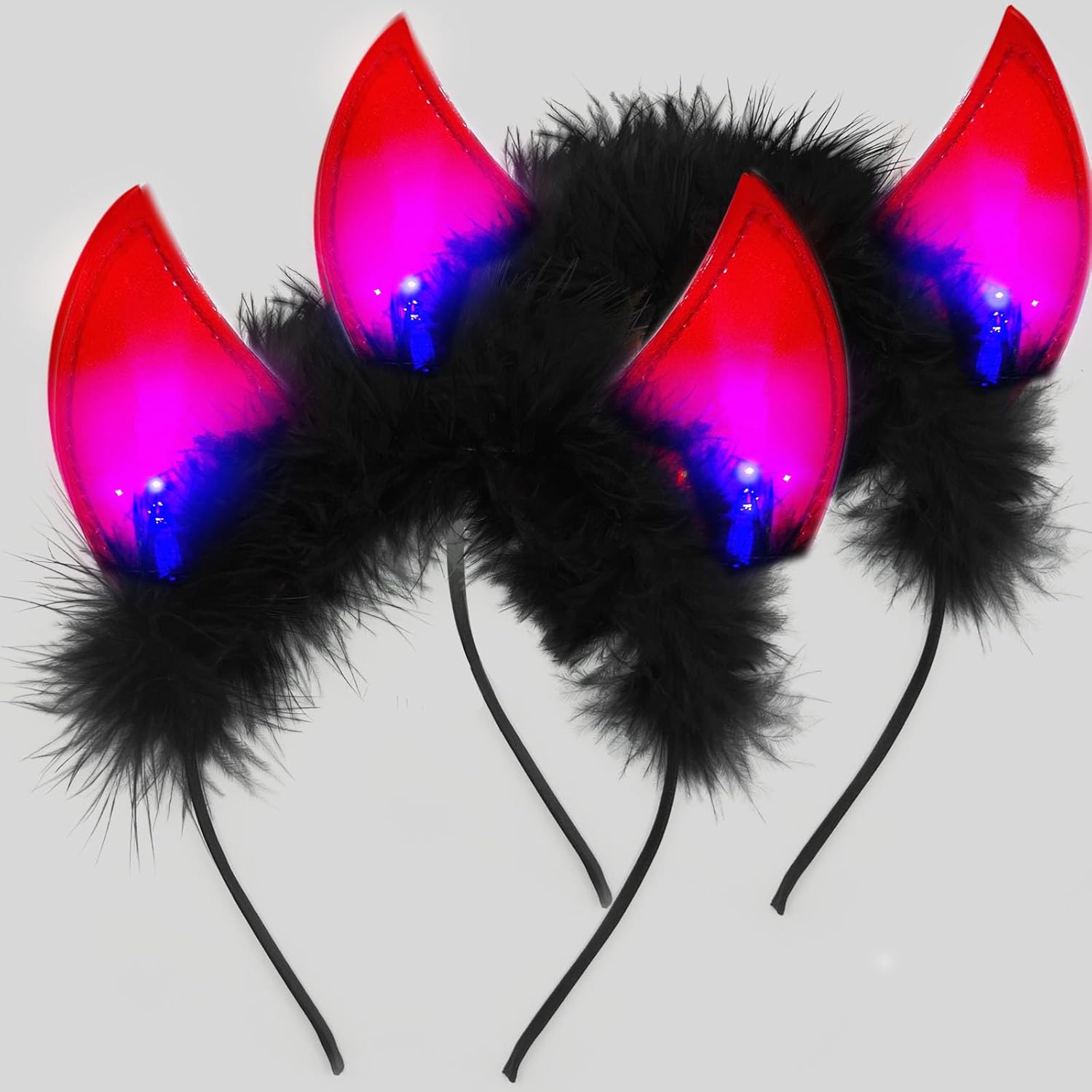Amazon.com: Wakejoy Devil Horns Headband Light Up Halloween Headband 2 ...