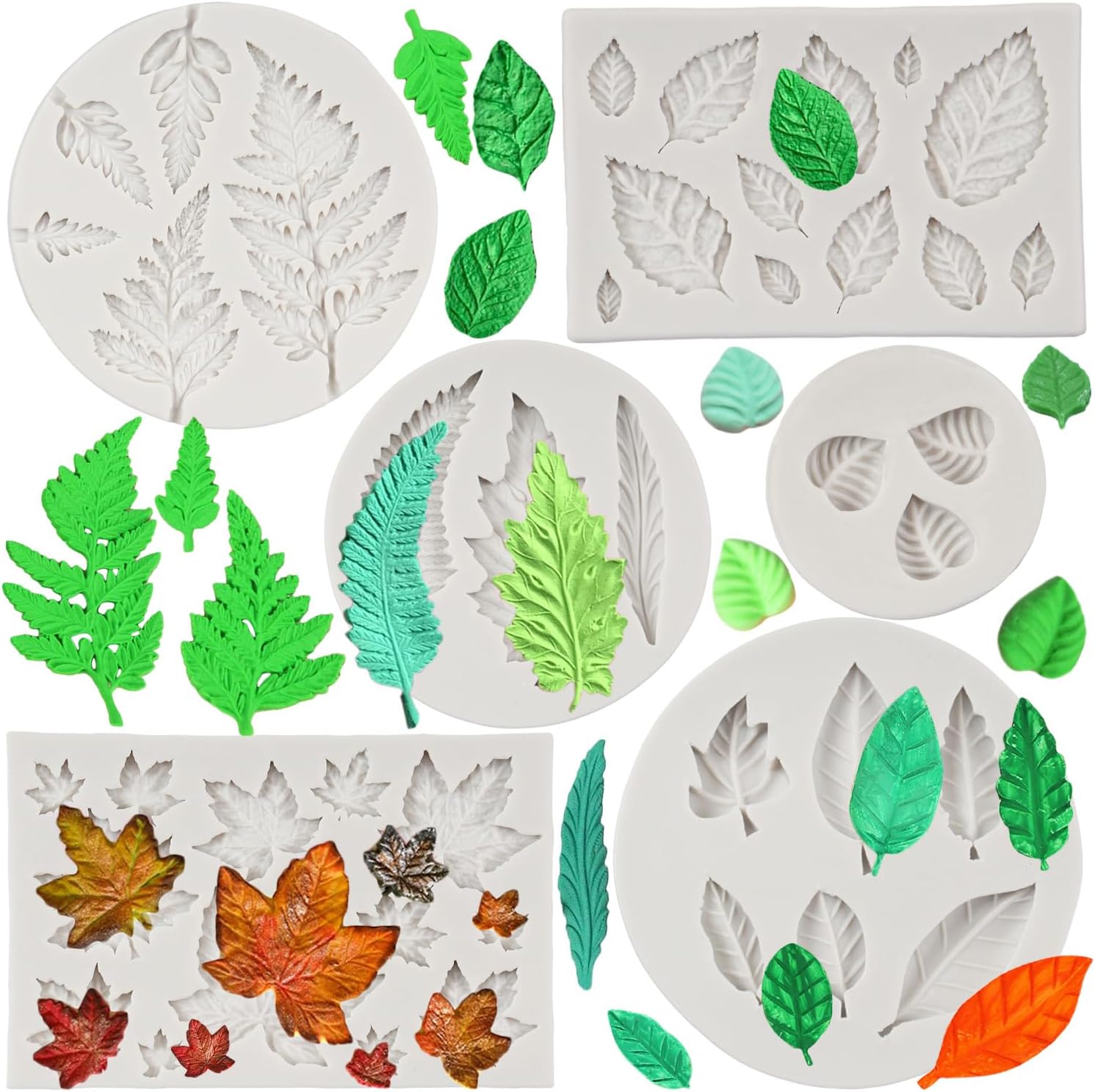 Amazon.com: 5 Packs Silicone Leaf Mold for Cake Decorations - Maple ...