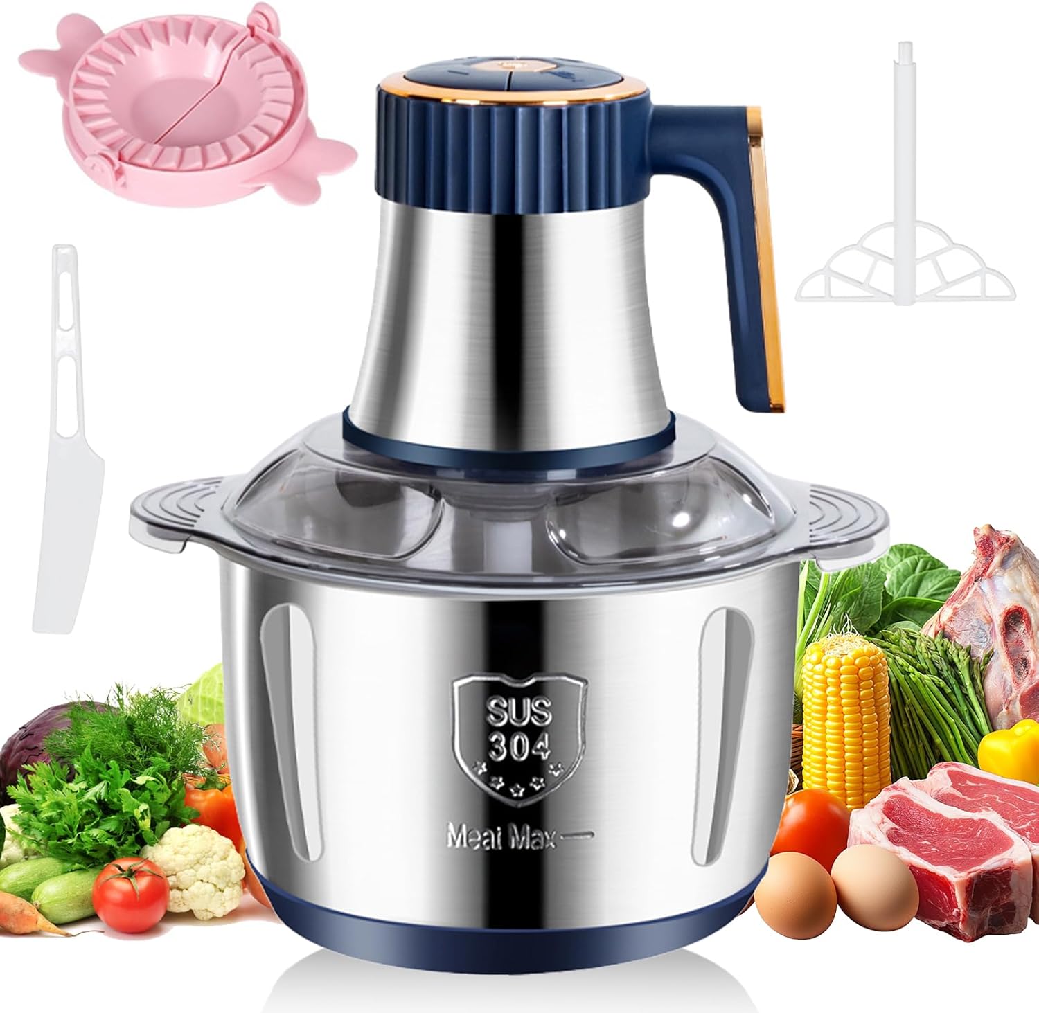 5L Small Food Processor,500W Food Chopper,5-Speed Blender for Meat and ...