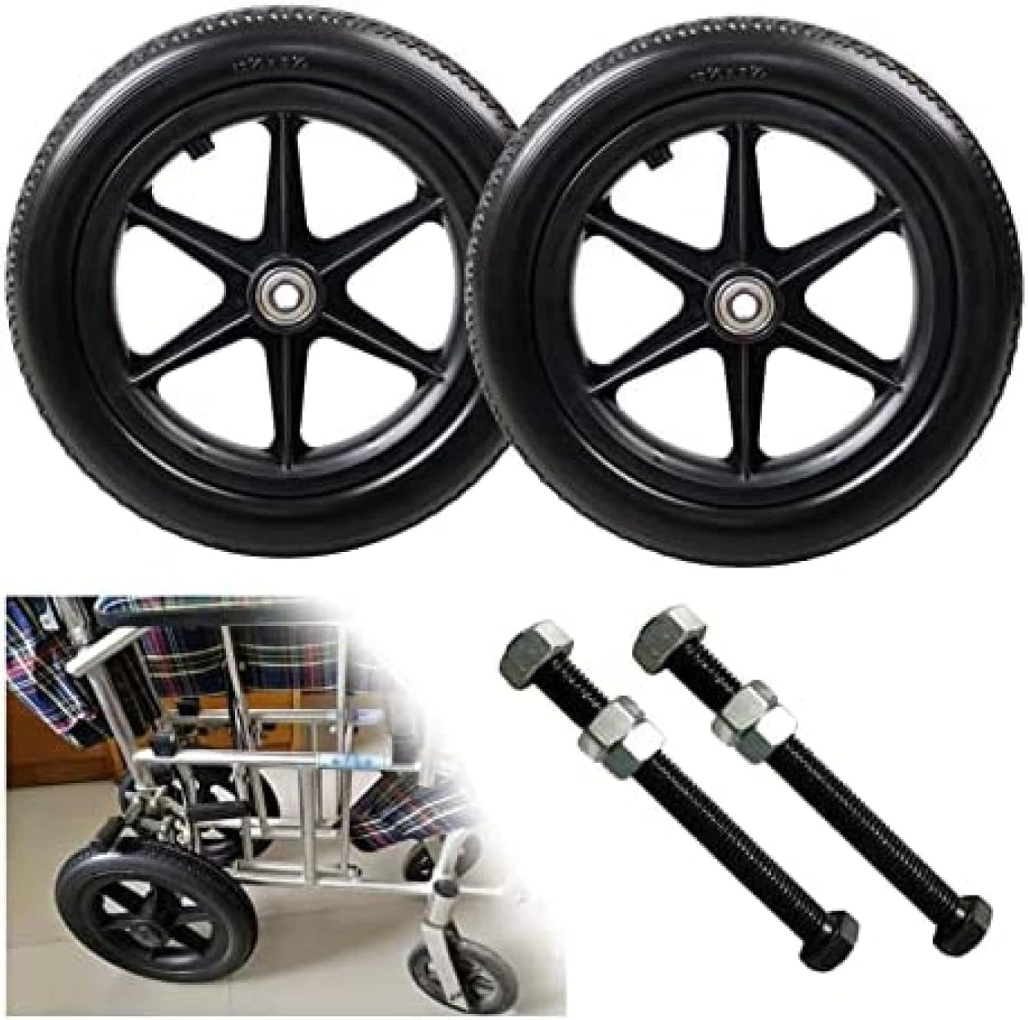 Amazon.com: 12″/300mm Solid Wheelchair Replacement Wheels, Non ...