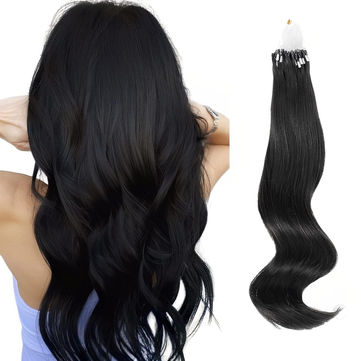 Amazon.com : ABH AmazingBeauty Hair Micro Loop Extensions Black Micro ...