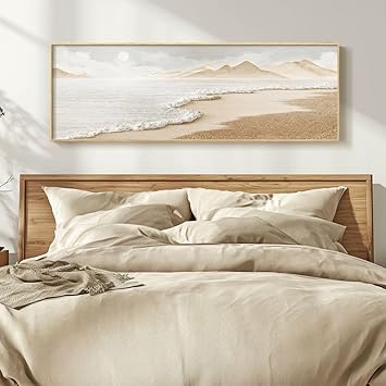 Amazon.com: Framed Boho Abstract Beach Wall Art for Bedroom - Long ...