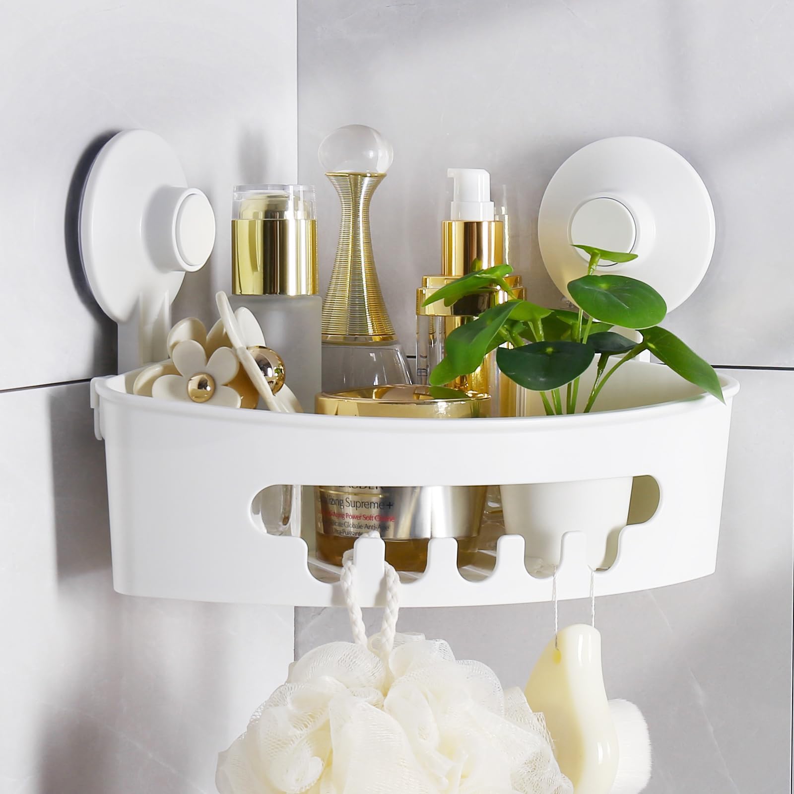 Zuvo Corner Shower Caddy Vacuum Suction Cup - No Drill & Adhesive ...