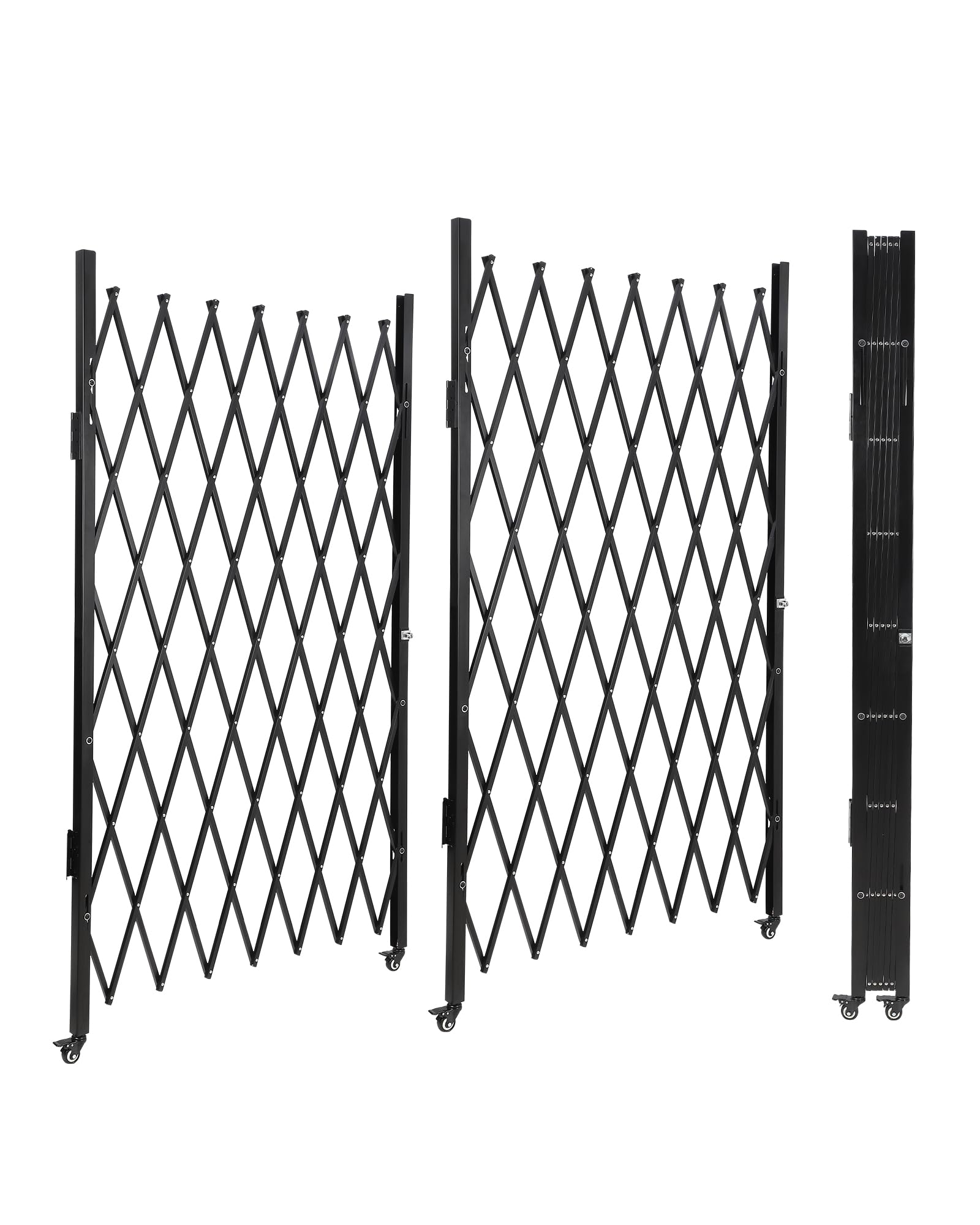 Double Foldable Security Gate 61"H x 122"W Aluminum Expandable Fence ...