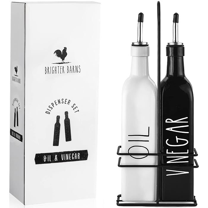 Buy Farmhouse Oil and Vinegar Dispenser Set by Brighter Barns - Black ...