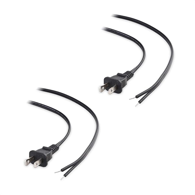 Cable Matters 2-Pack Polarized 18AWG 2 Prong Replacement Cord Lamp Wire ...