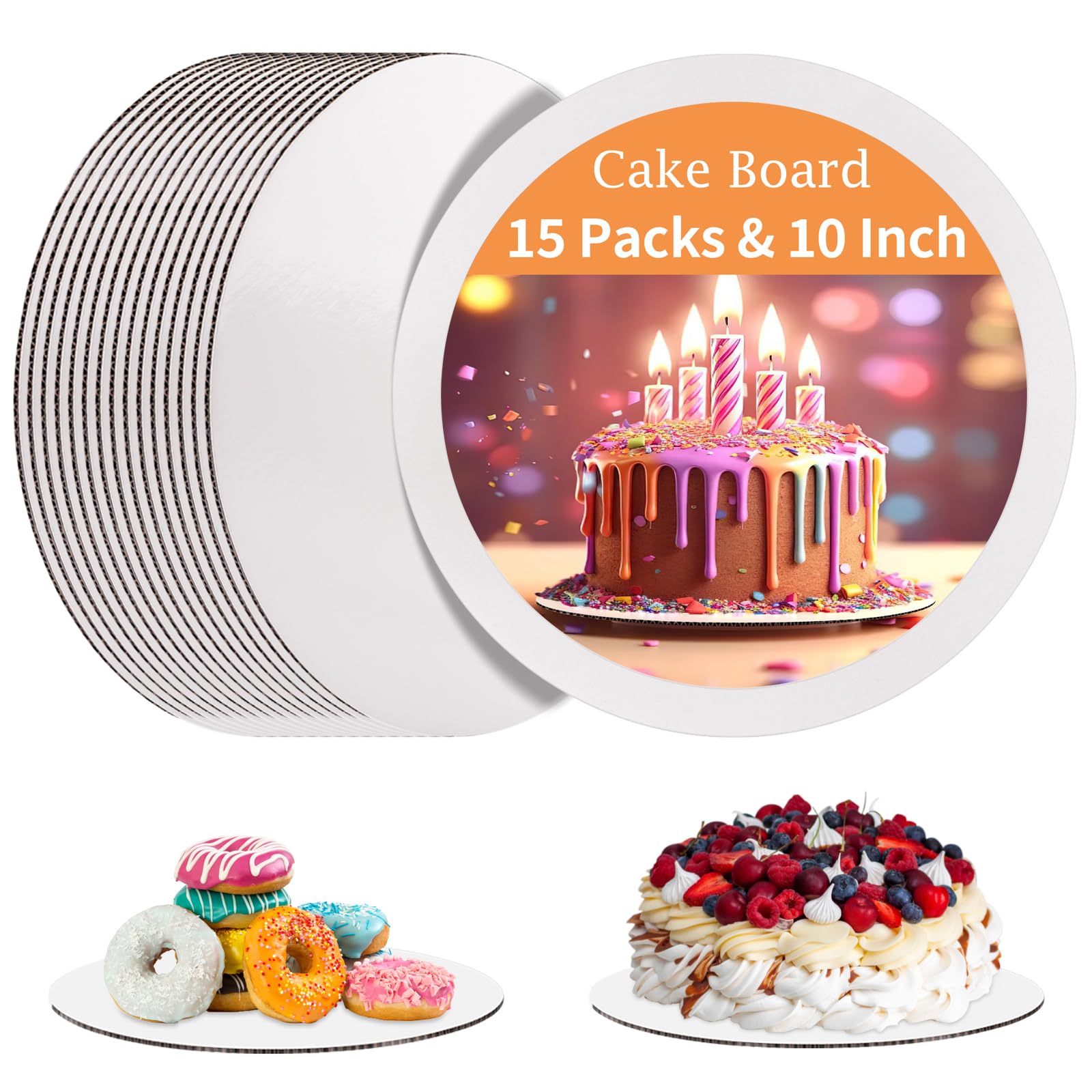 Snapklik.com : 15PCS Cake Boards 10 Inch Round White Cake Board ...