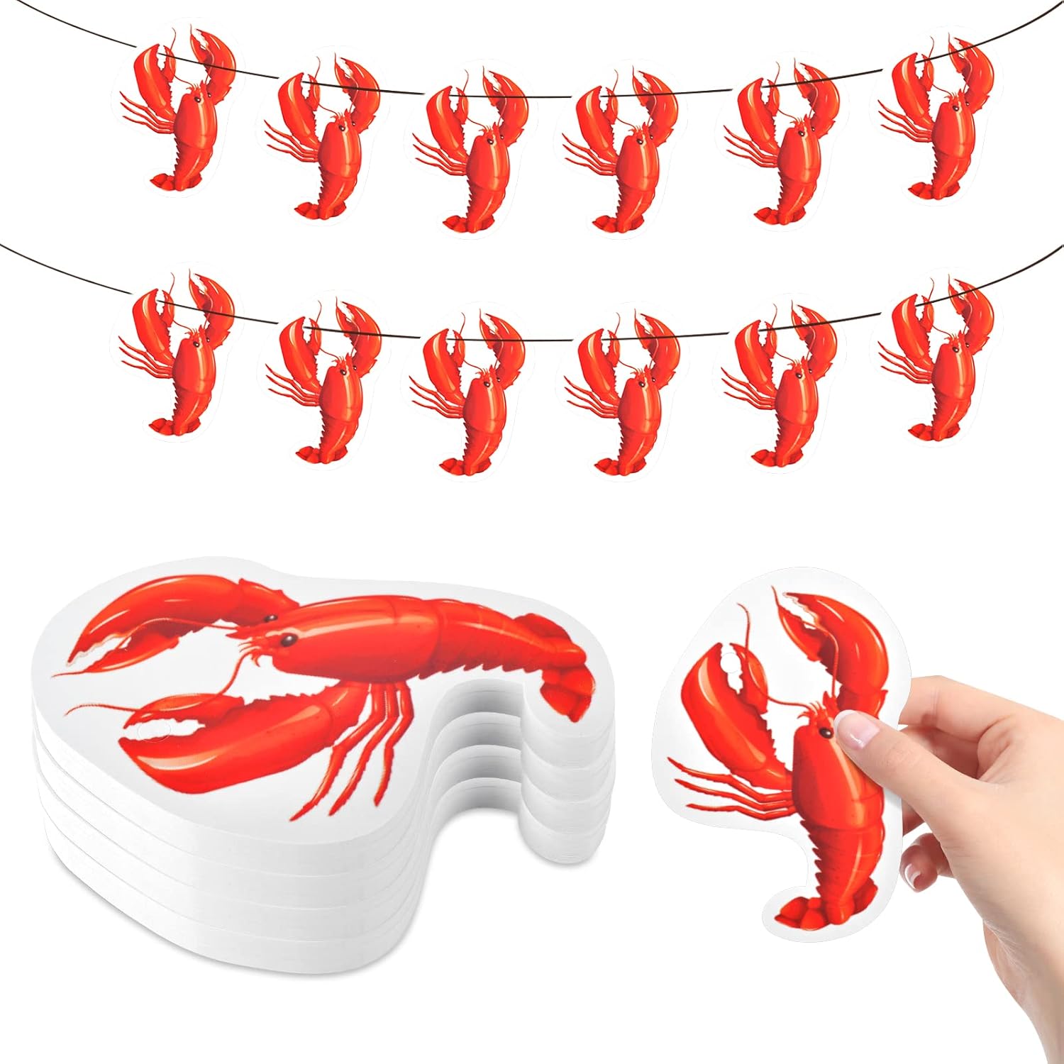 Amazon.com: DLUGOPIS 50 Pcs Lobster Boil Party Decorations Banner ...