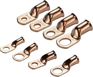 Amazon.com: Ring Terminals 5Pcs 0-8AWG Bare Copper Ring Lugs Battery ...