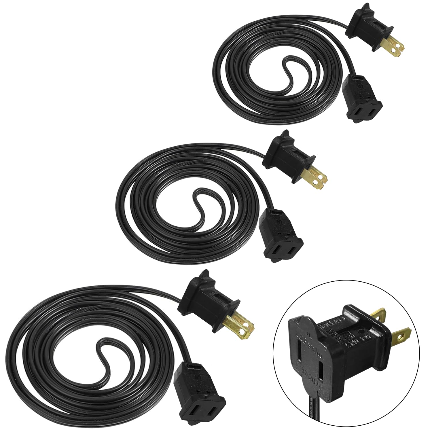 Amazon.com: 3 Pack Black Extension Cord 6 Feet Polarized Christmas ...