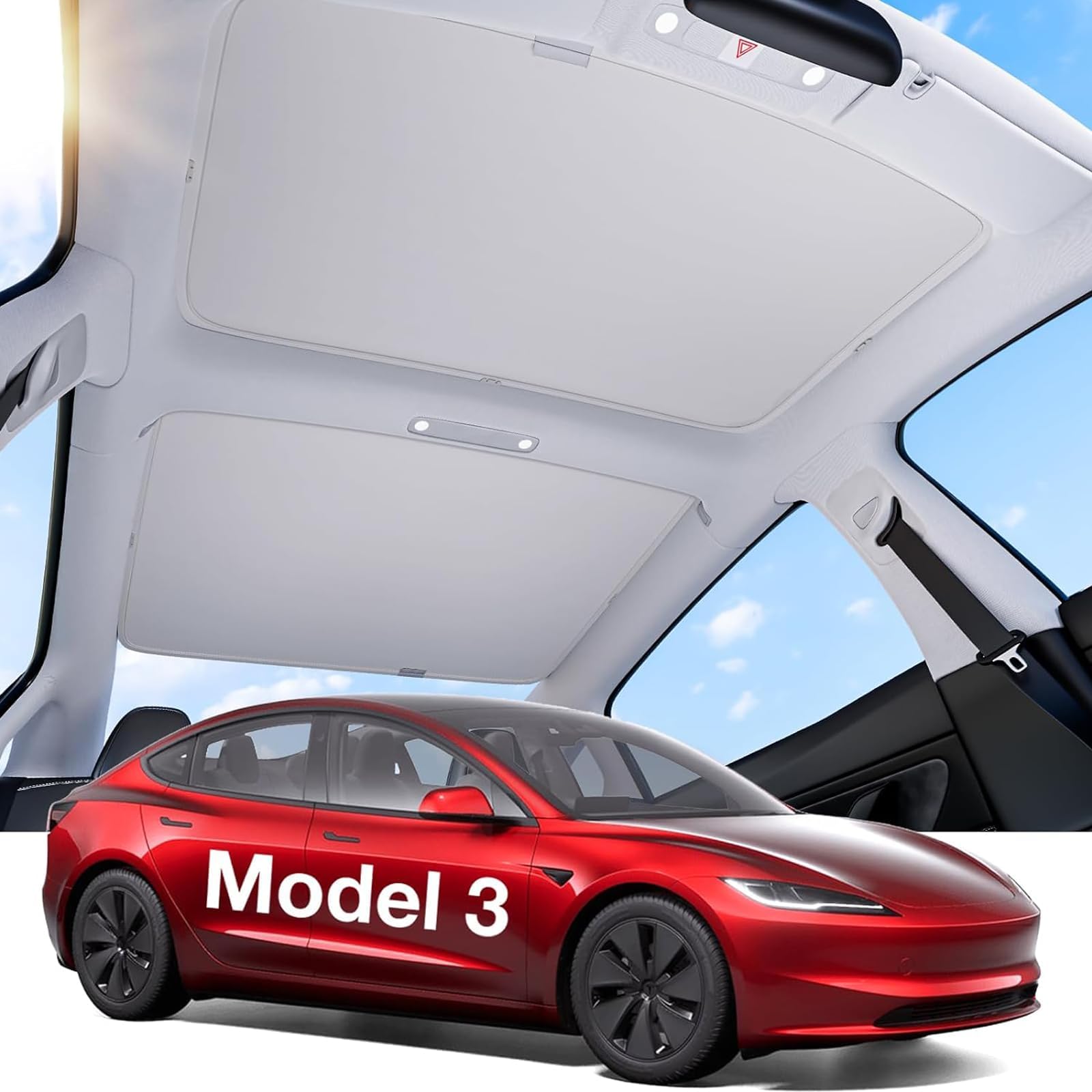 Amazon.com: Wigoo 2025 Upgrade Tesla Model 3 Sunshade Roof [Never Sag ...