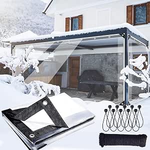 Amazon.com: 9x16 FT Covers Outdoor Clear Tarp Curtain, Waterproof Wind ...
