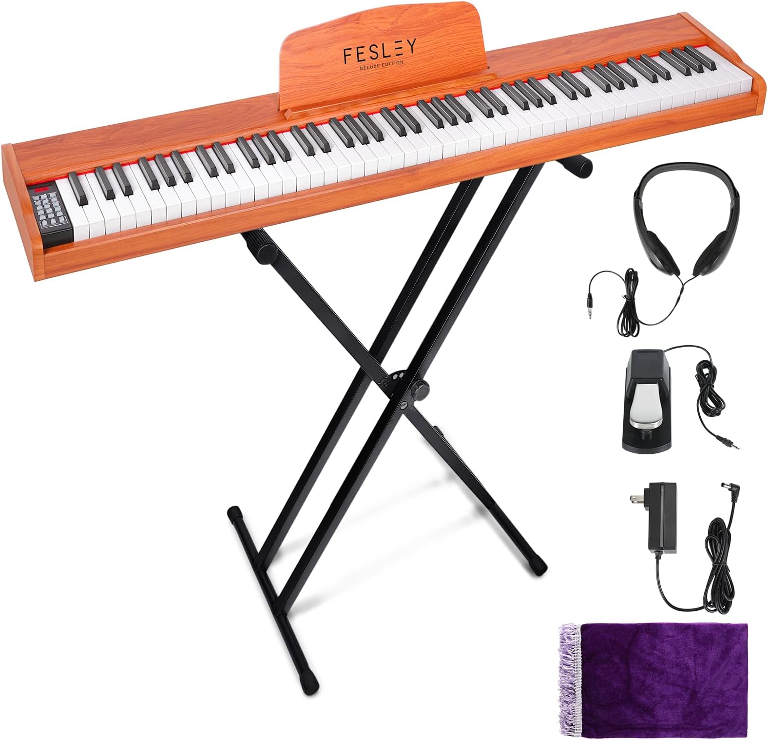 Amazon.com: Fesley Weighted Piano Keyboard 88 Keys with Stand: Full ...