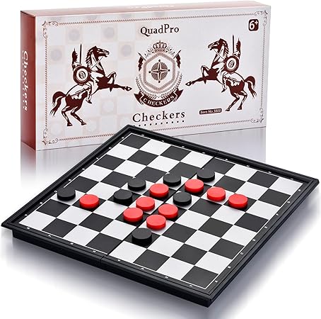 Amazon.com: QuadPro Magnetic Travel Checkers Board Game Set with ...