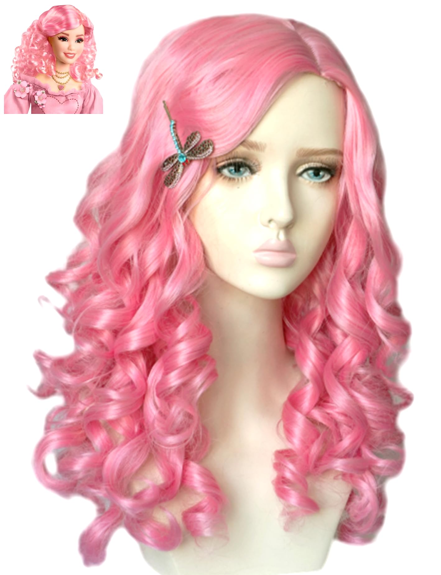Amazon.com: Pink bridget costume wig desce Pink curly wig for girl and ...
