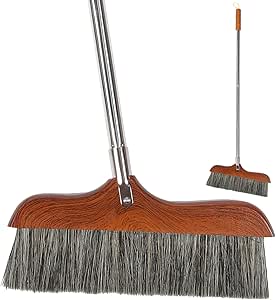 Amazon.com: Yardwe Horse Hair Soft Bristle Broom Wooden Handle Angle ...