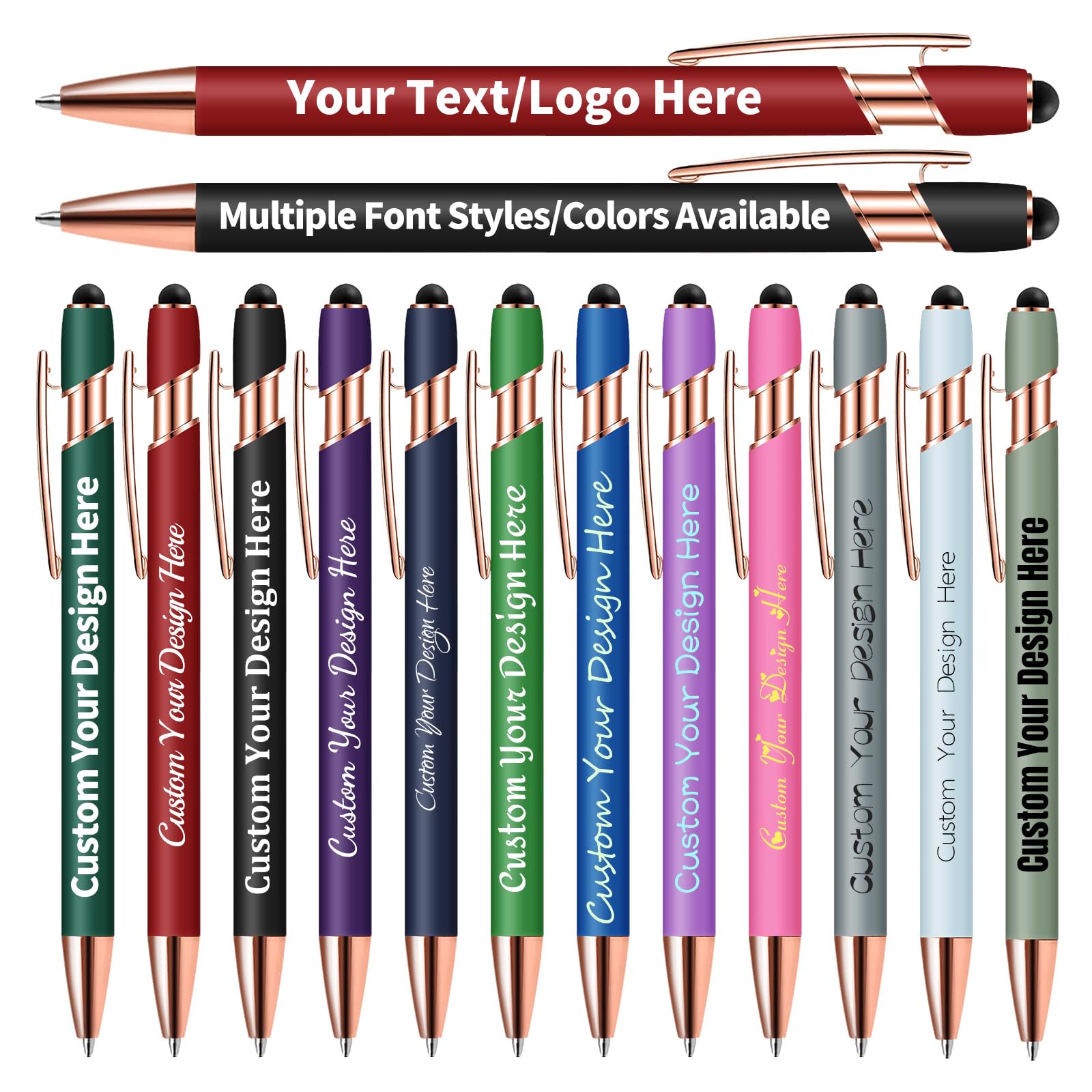Amazon.com : Vebermo Personalized Pens with Stylus - Custom Ballpoint ...