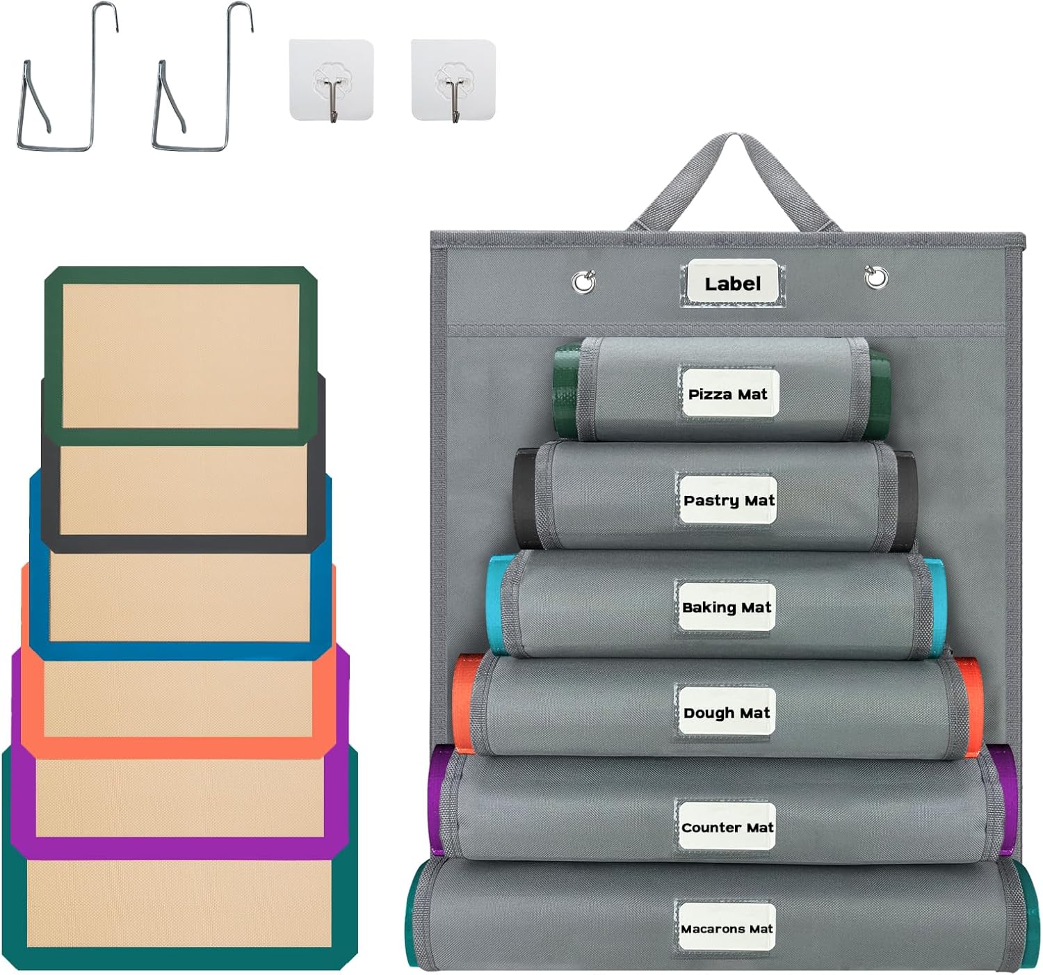 Amazon.com: Zaldia Silicone Baking Mats Storage and Organizer, Pastry ...