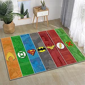 Amazon.com: Superhero Rug for Kids Room Decor DC Comics Characters ...