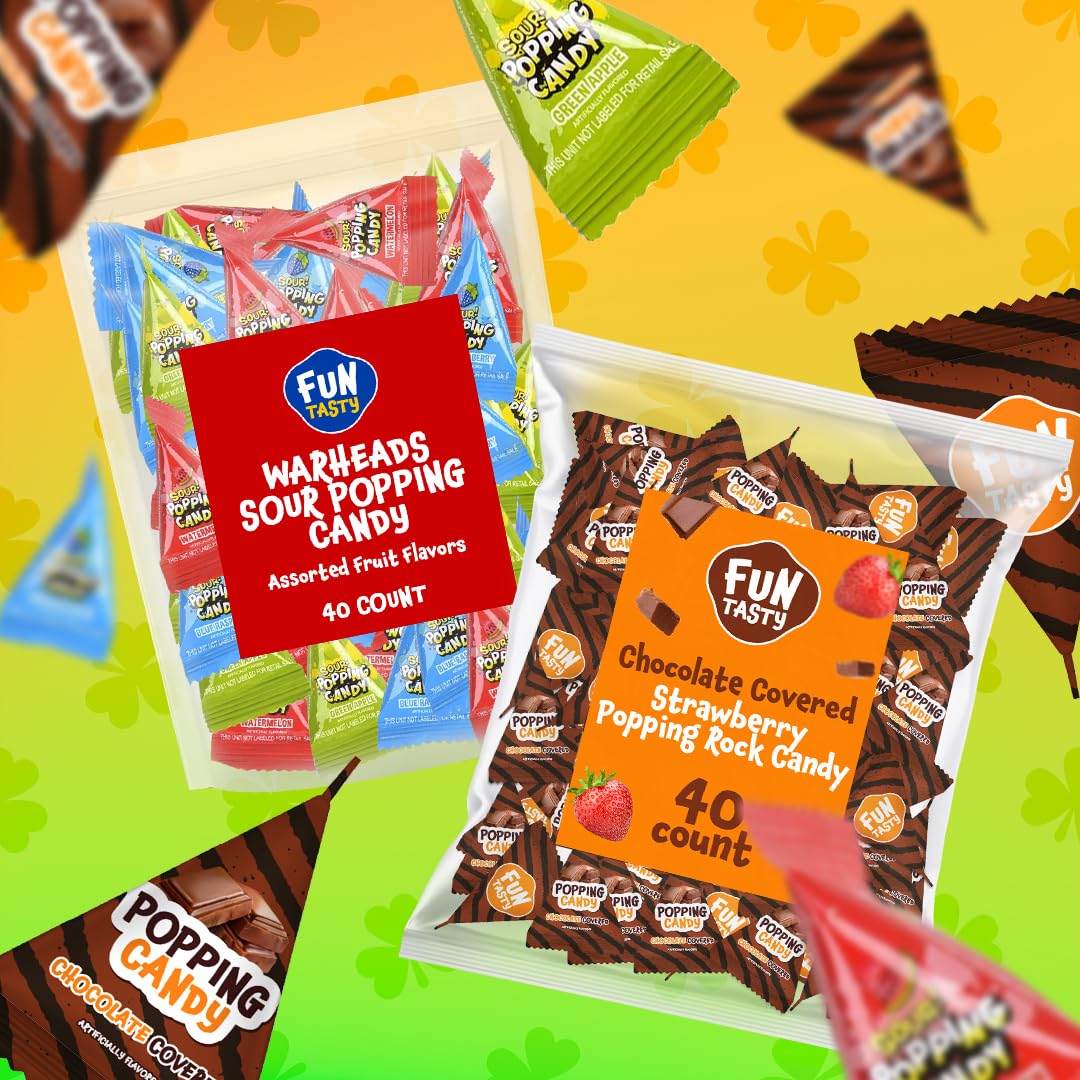 Amazon.com : Warheads Sour Popping Candy Assorted Fruit Flavors, 40 ...