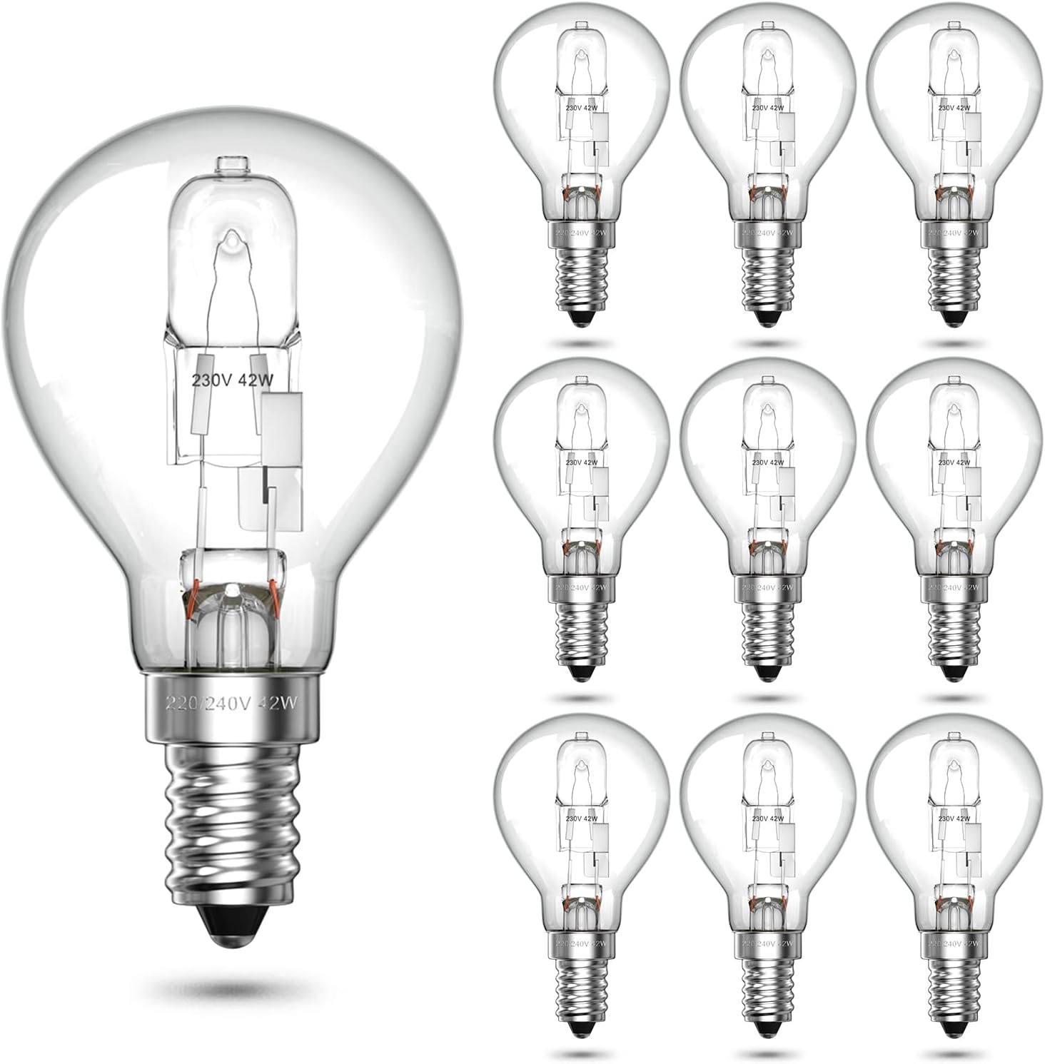 Lustaled 10-Pack SES E14 Golf Ball Bulb Dimmable, 42W G45 Small Screw ...