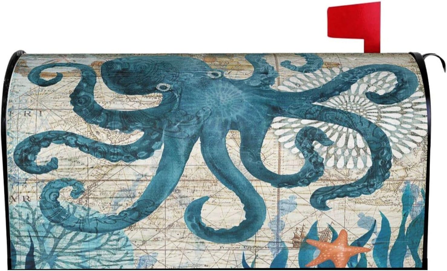 Abucaky Vintage Octopus Mailbox Cover Magnetic Ocean Starfish Nautical ...