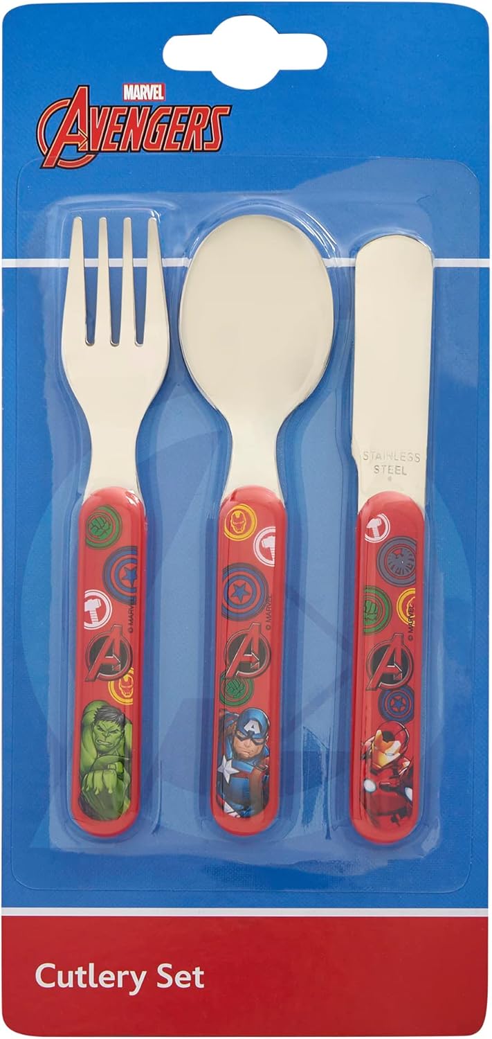 Marvel Avengers 3 Piece Cutlery Set – Metal, Reusable Children's Knife ...