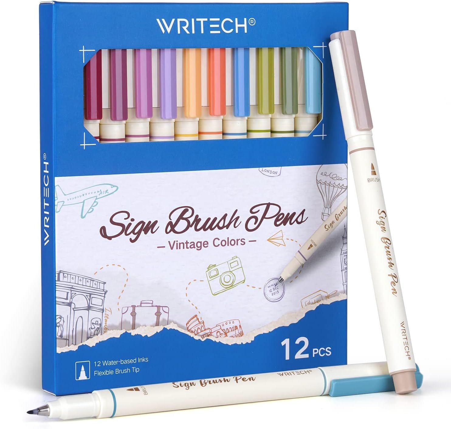 Amazon.com: WRITECH Retractable Gel Pens With Arts Sign Brush Pen Brush ...