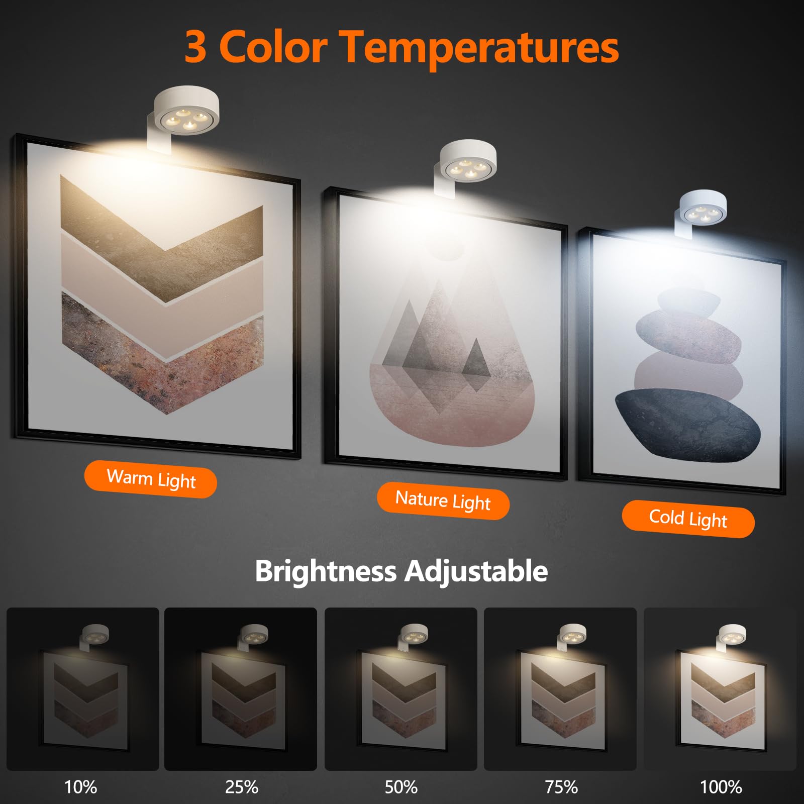 Snapklik.com : Bailoch 3 Pack Magnetic Battery Operated Picture Lights ...