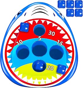 Amazon.com: Inflatable Pool Toys Shark Cornhole Game Set with Upgraded ...