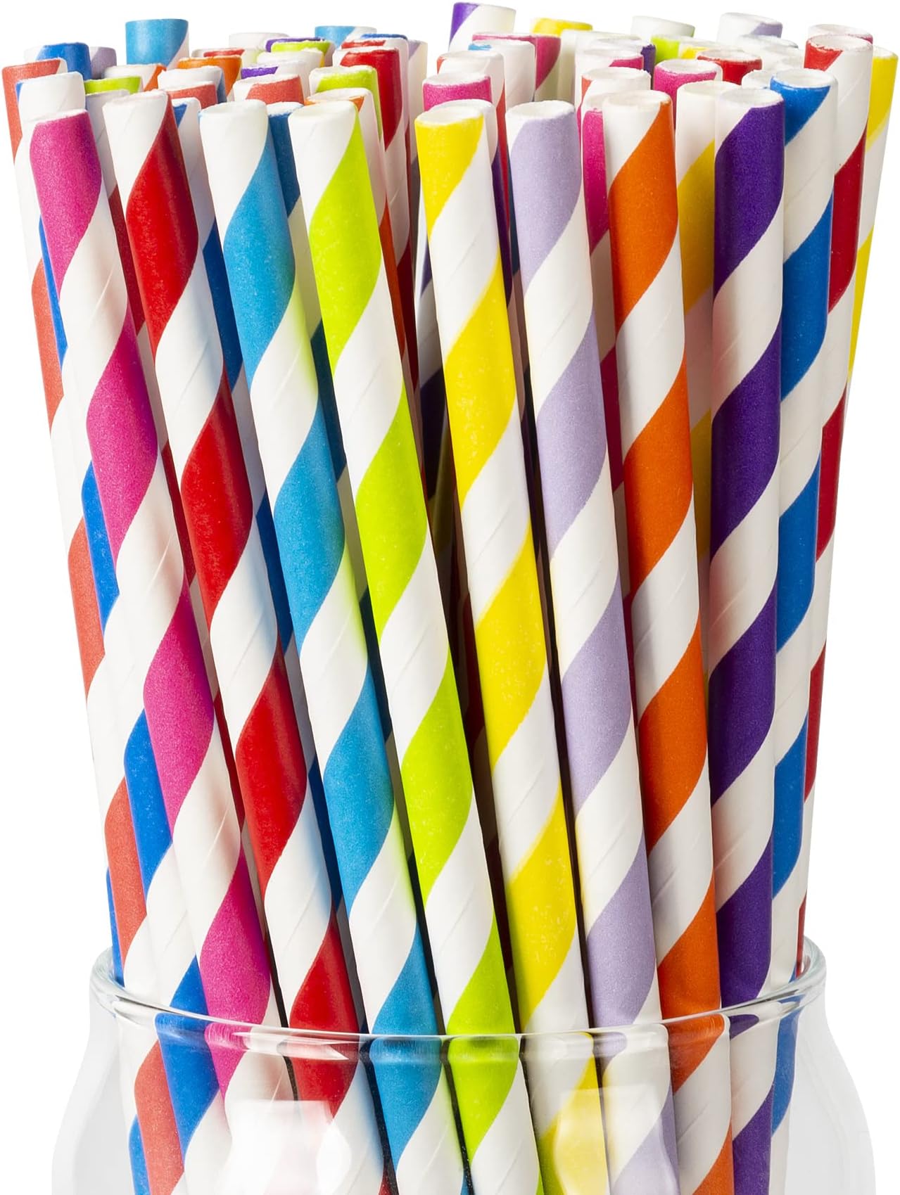 Amazon.com: Weemium Paper Straws Disposable 200 Pack - Striped Straws ...