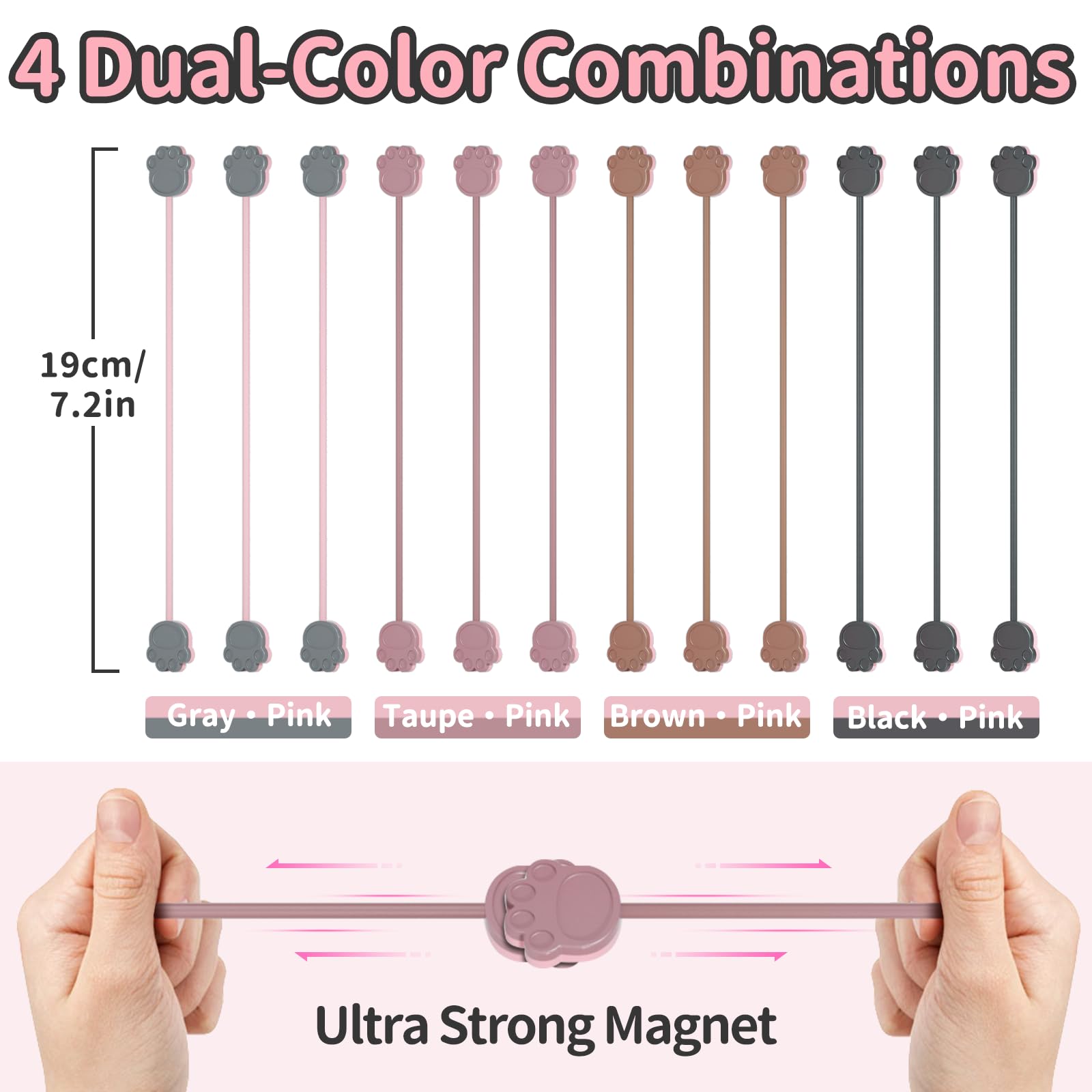 Snapklik.com : SOOOEC Magnetic Cable Ties, 24 Pack Mixed Double Face ...