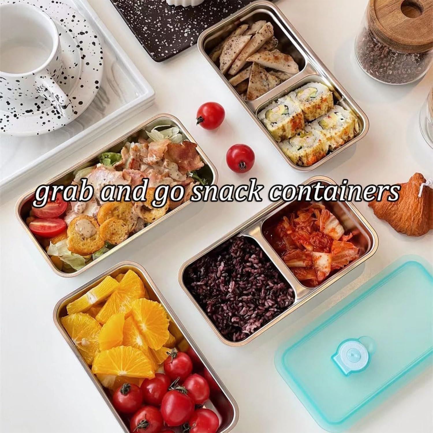 Reusable Snack Containers With Lids Stainless Steel : Compact Reusable ...