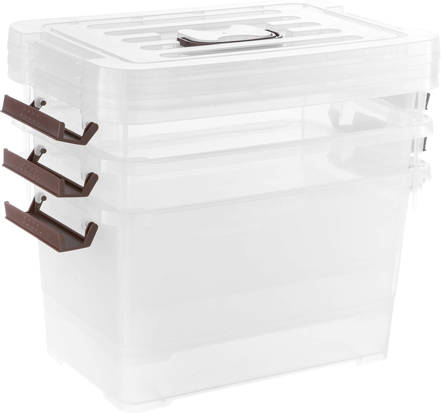 Paquete de 4 contenedores de almacenamiento de plástico con tapas y asa ...