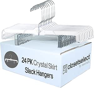 Amazon.com: 24 Pack Crystal Clear Skirt Slack Hanger, for Everyday ...
