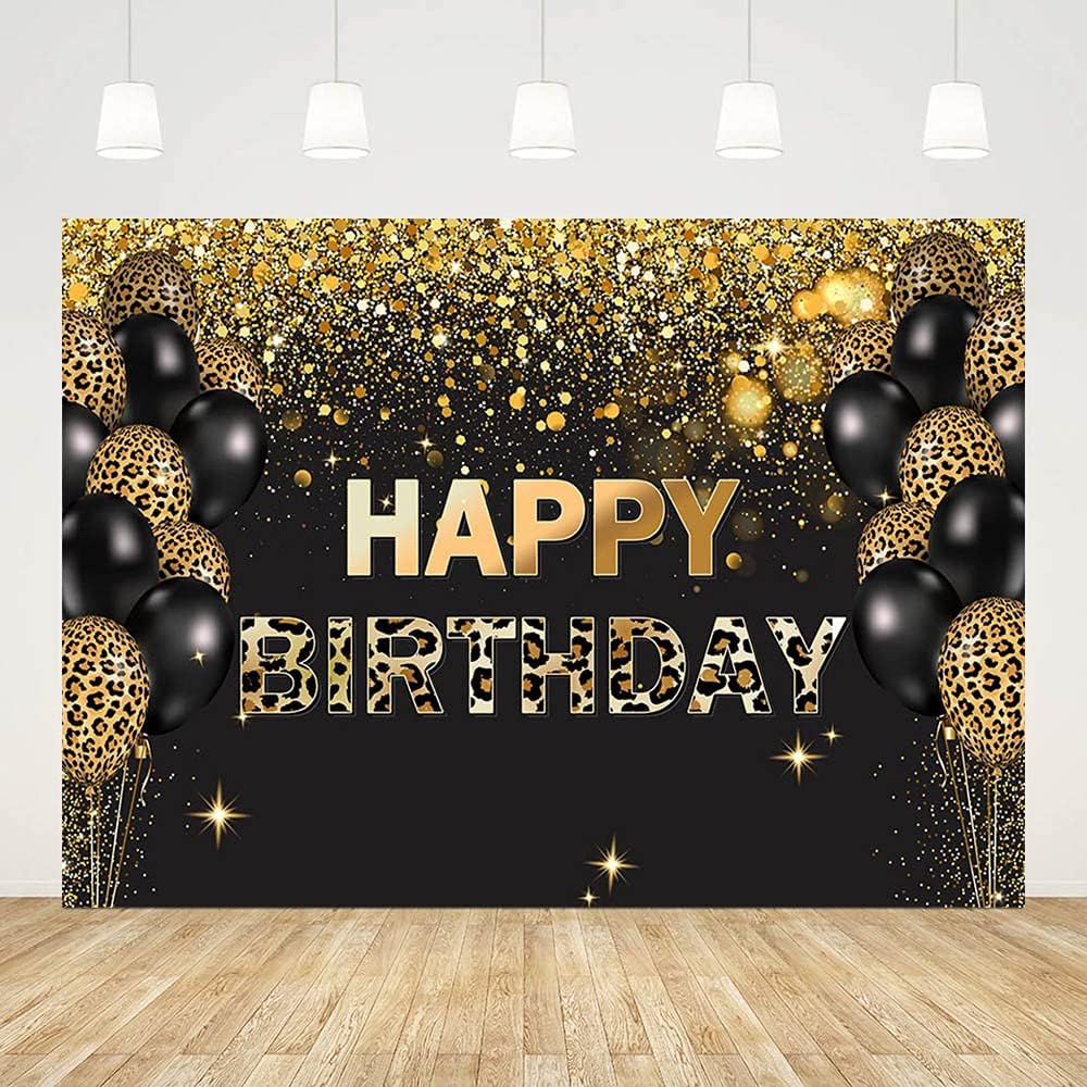 Amazon.com : ABLIN 7x5ft Happy Birthday Backdrop Gold Sequins Glitter ...