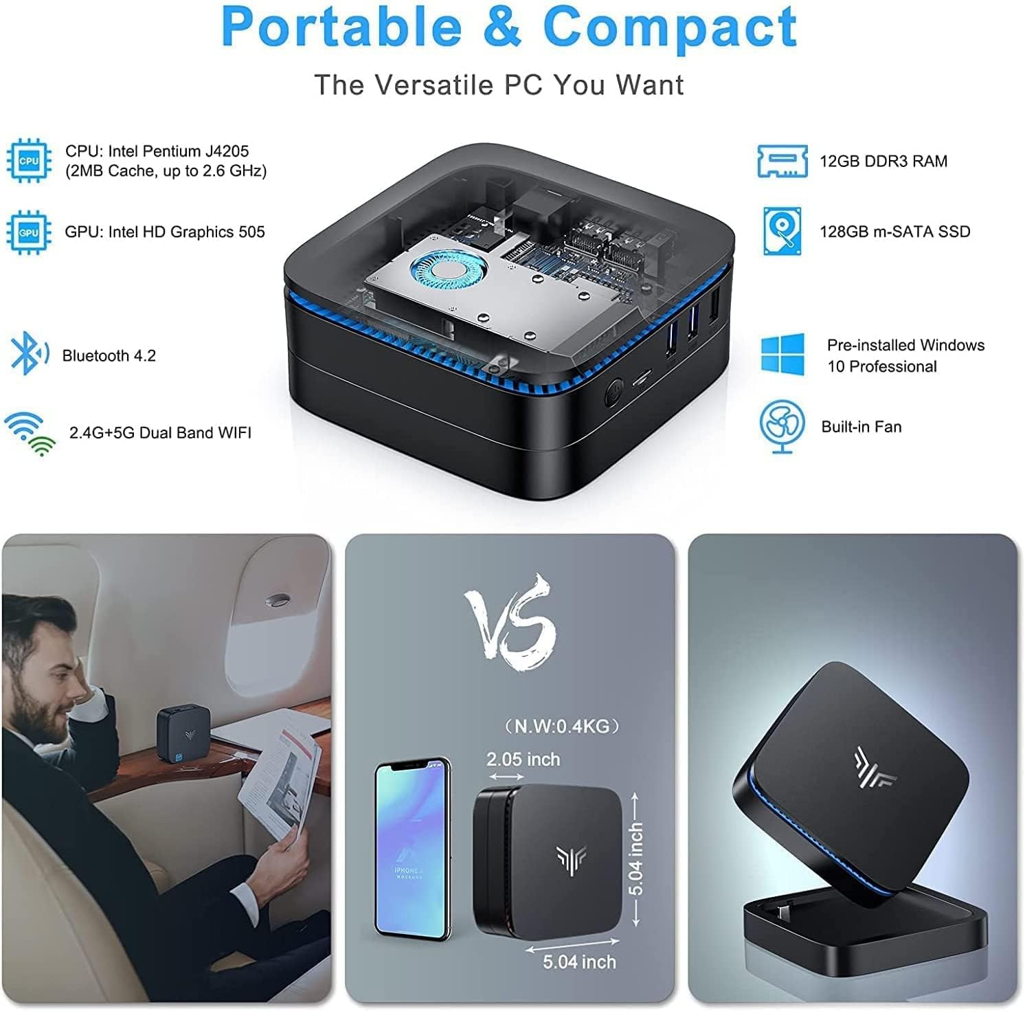 Buy NiPoGi Mini PC విండోస్ 11, 12GB RAM 128GB ROM 128GB ROM J4205 ...