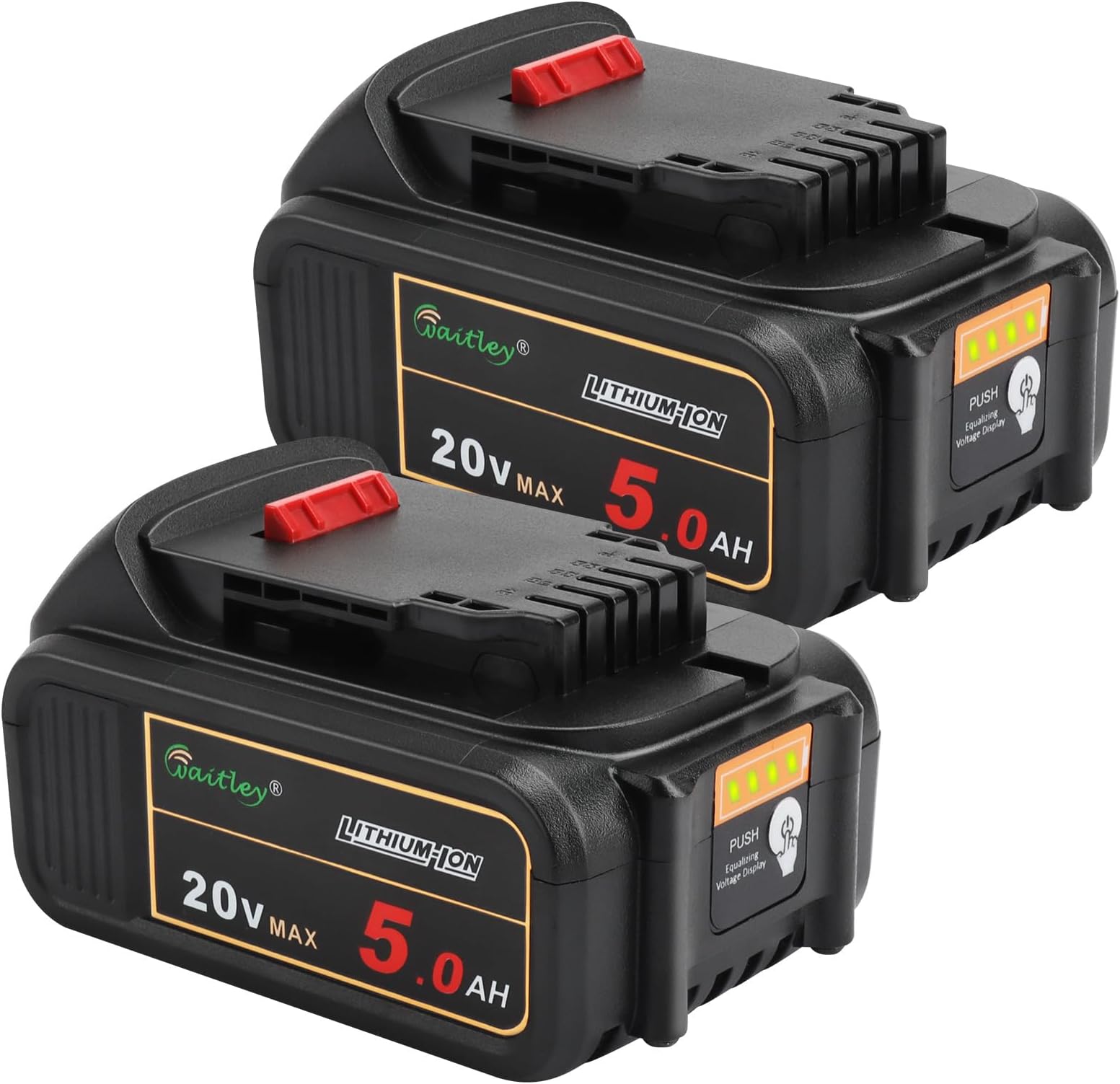 2 Pack Waitley 20V 5.0Ah Replacement Battery Compatible with Dewalt ...