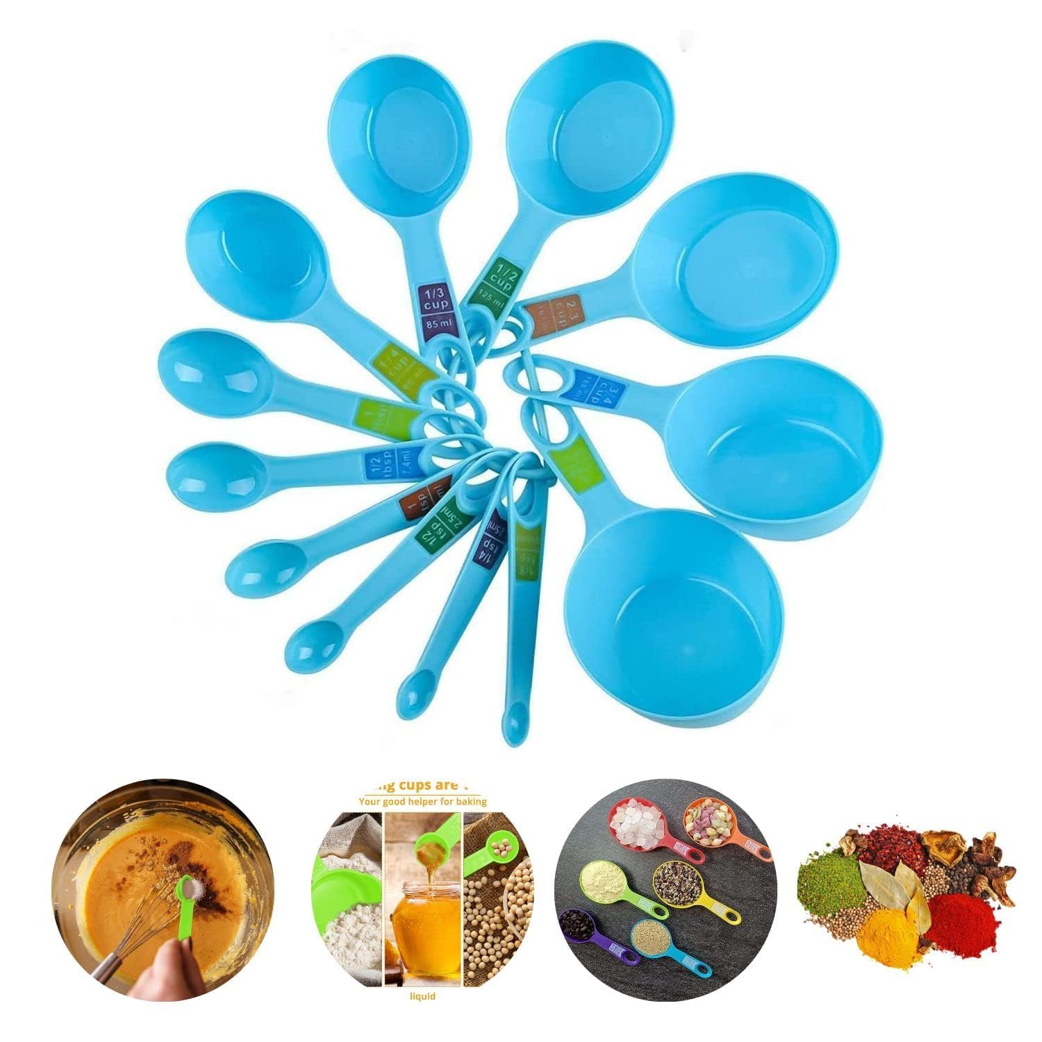 Buy SynSo 12 Pieces Measuring Spoon and Cup Set, Plastic Kitchen Aid ...