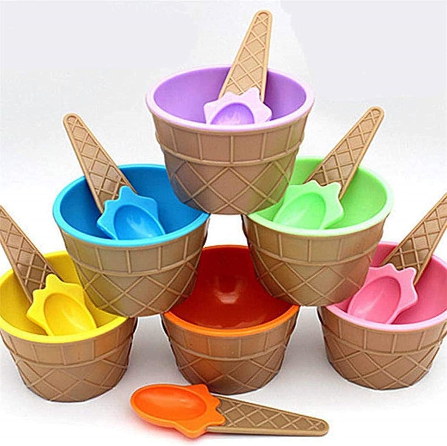 Amazon.com | YUMOMUY Ice Cream bowls and Spoons,Cartoon Candy Colorice ...
