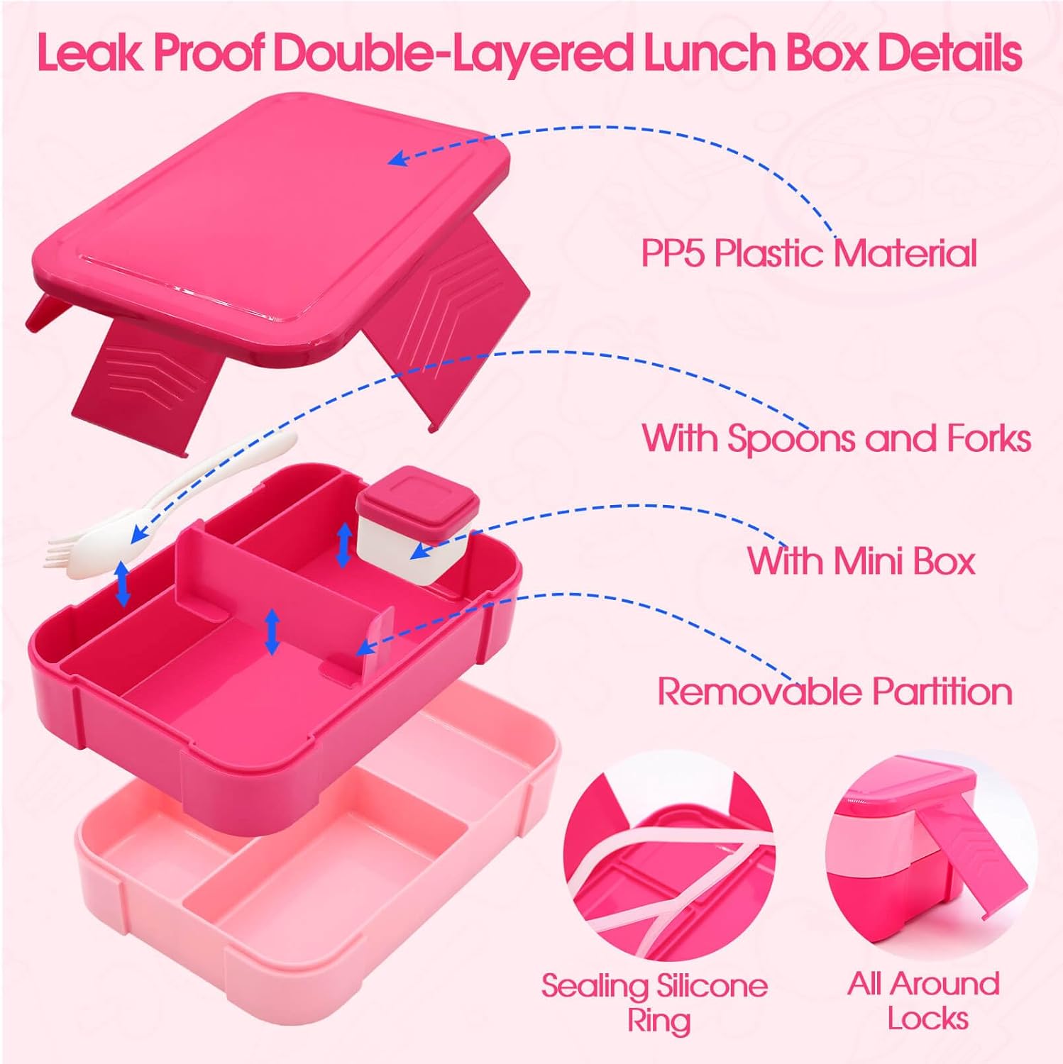 Bento Lunch Box Set for Kids with 10oz Thermo Food Jar, Leak-Proof ...