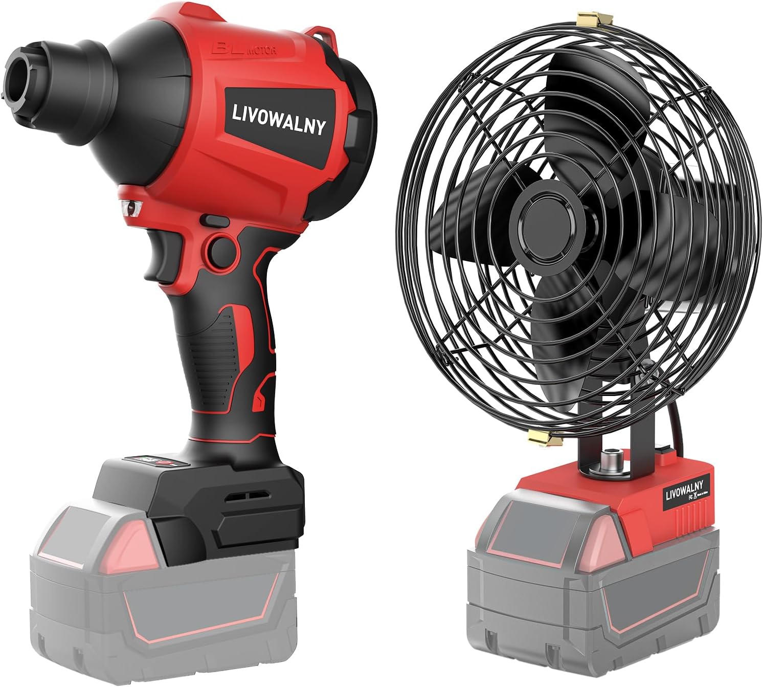 Amazon.com: LIVOWALNY Portable Jobsite Fan for Milwaukee Battery ...