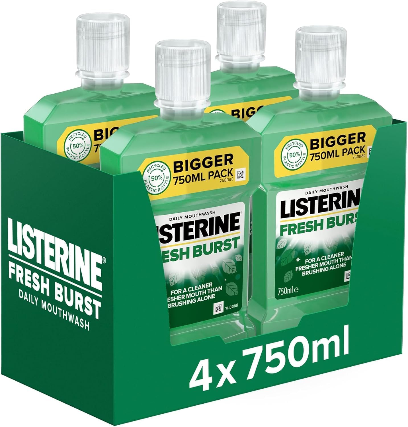 Listerine Fresh Burst Fluoride Antibacterial Mouthwash Pack of 4 (4 x ...