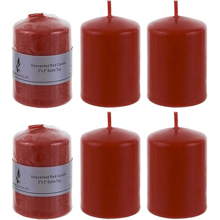 Amazon.com: Mega Candles 6 pcs Unscented Red Round Pillar Candle, Hand ...