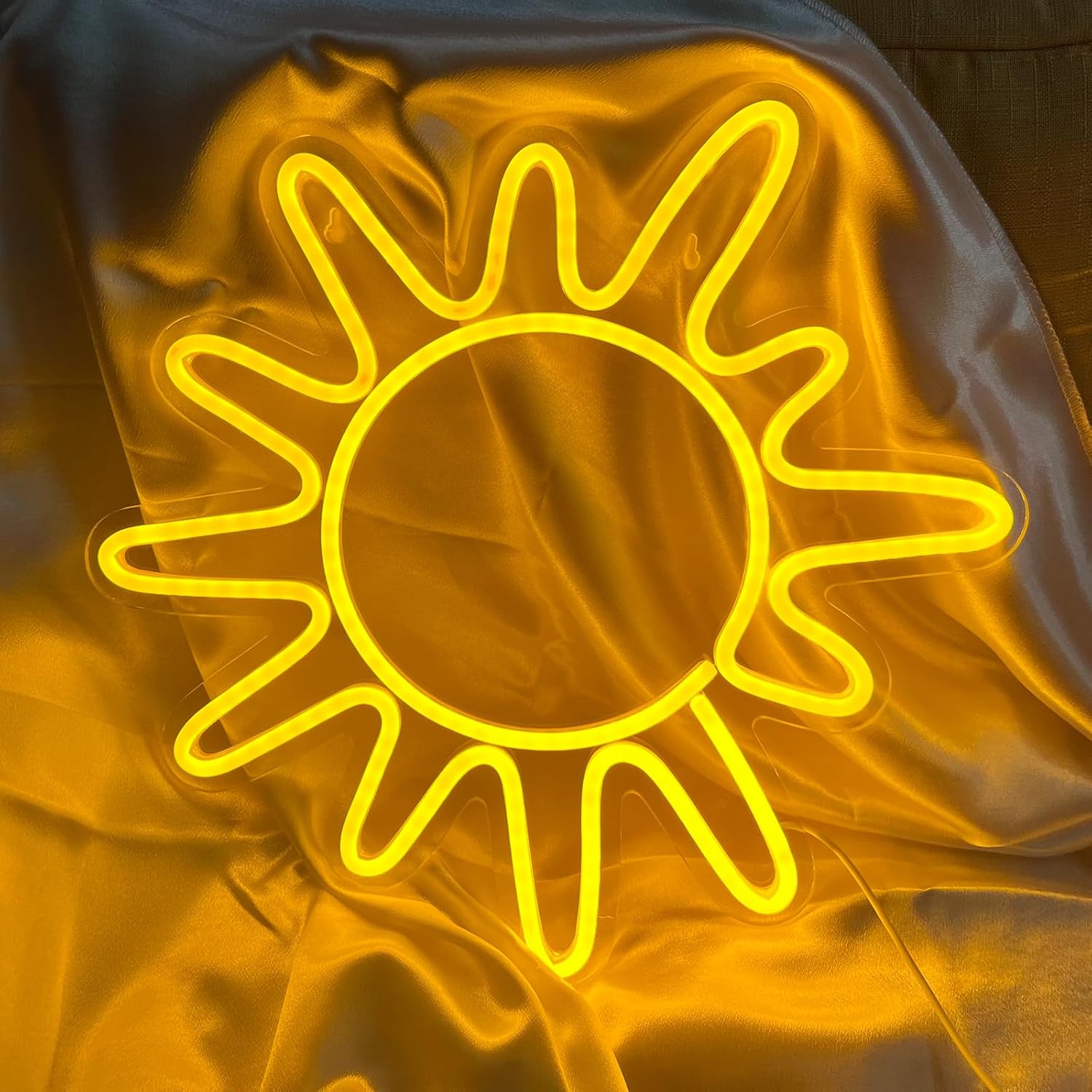 Sun Neon Sign for Wall Decor, Aesthetic Yellow Sunrise LED Neon Lights ...