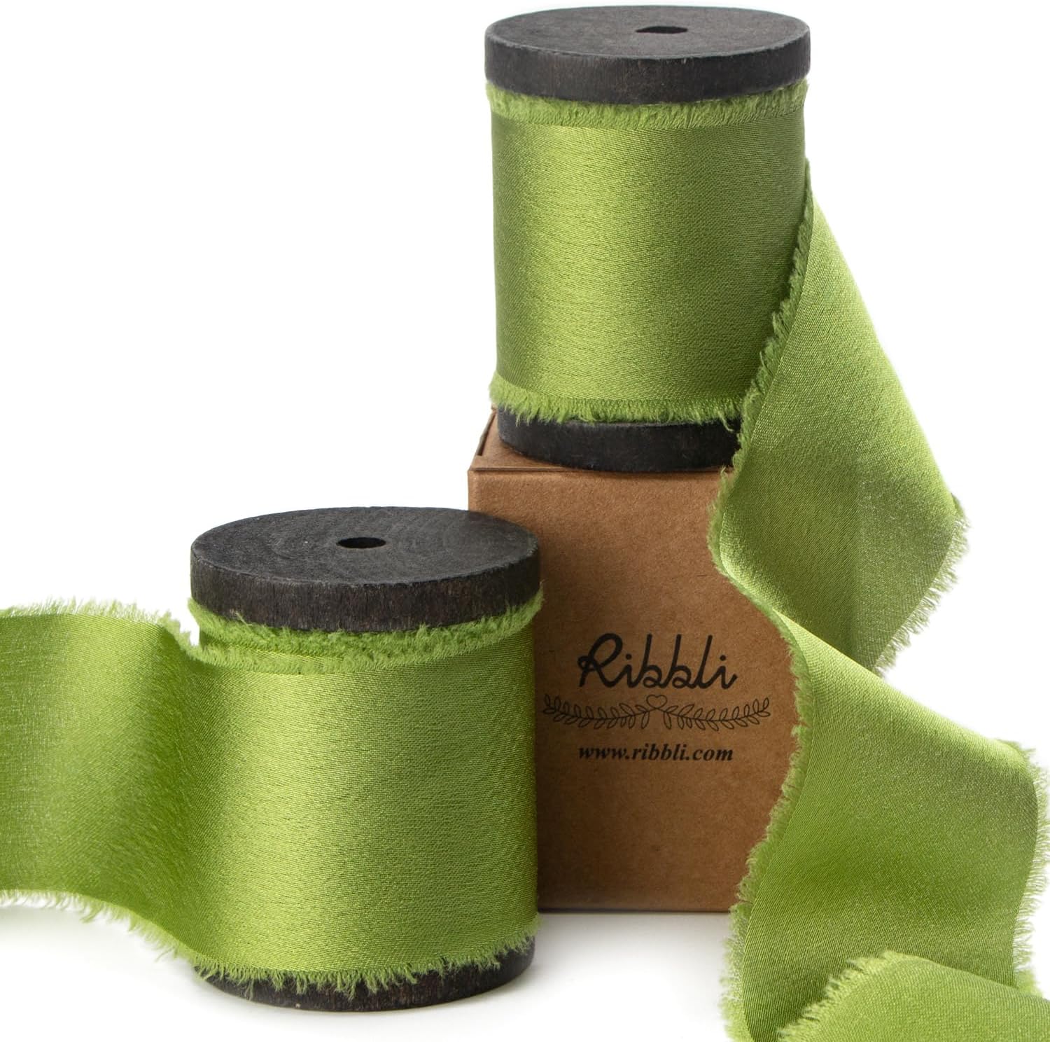 Amazon.com: Ribbli Avocado Green Silk Satin Ribbon - 1.5 Inch x 12 Yard ...